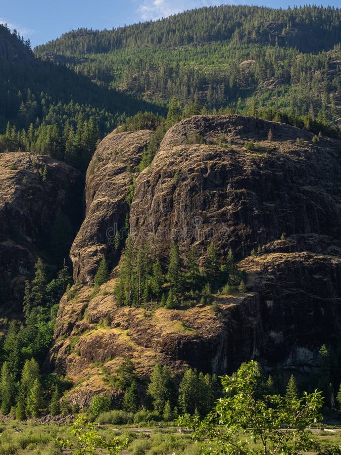 Forested mountain cliffs stock image. Image of line - 163597489