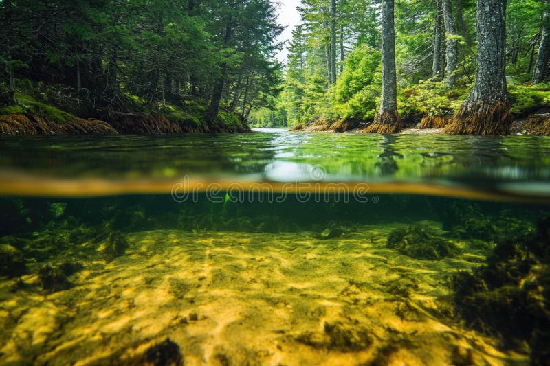 Forested River Ecosystem stock photo. Image of generated - 359990324