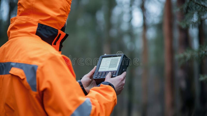 Forester Using Technology in a Wooded Area Stock Illustration ...