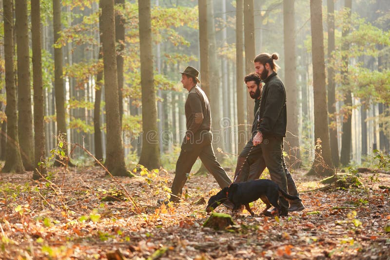 Three Hunters on Horse Back with a Mountain Hunting Stock Image - Image ...