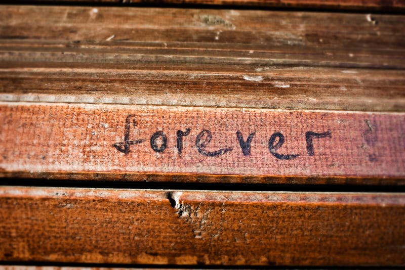 Forever stock image. Image of texture, bench, black, written - 16437683