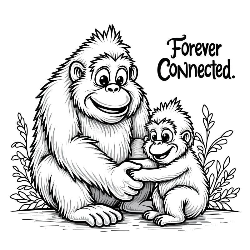 Hugging Monkeys Cartoon