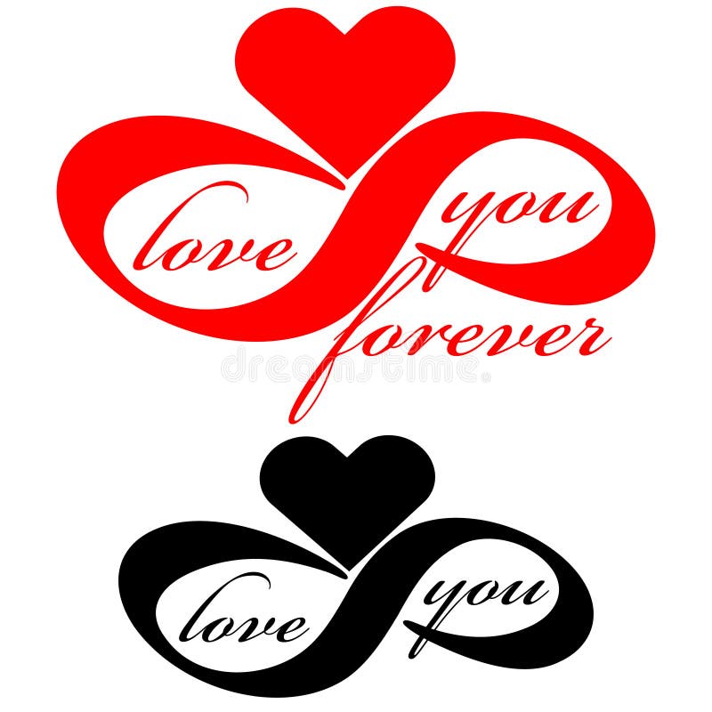 Forever Love Icon with Cat Paw Isolated on White Background. Vector ...