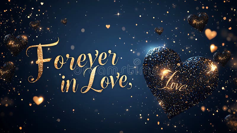 Forever in Love with Sparkling Hearts Creates Romantic Atmosphere Stock ...