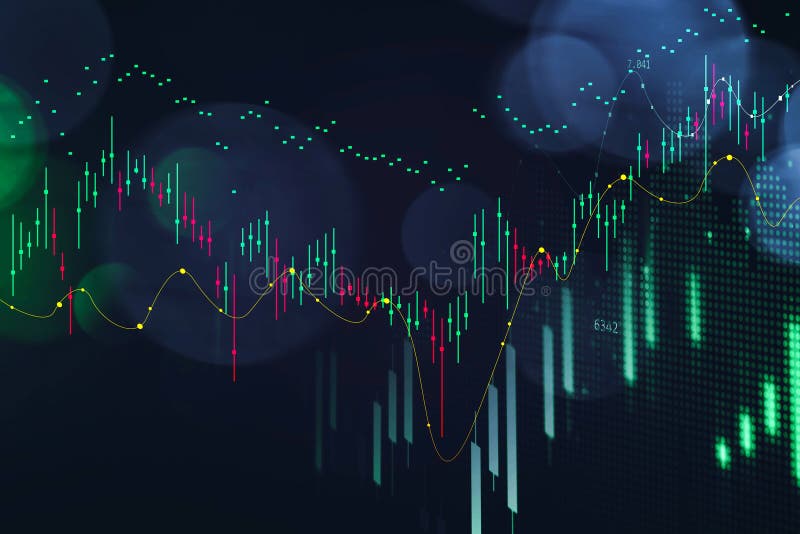 Forex Candlestick Chart. Financial Data Graph on LED Display. Concept ...