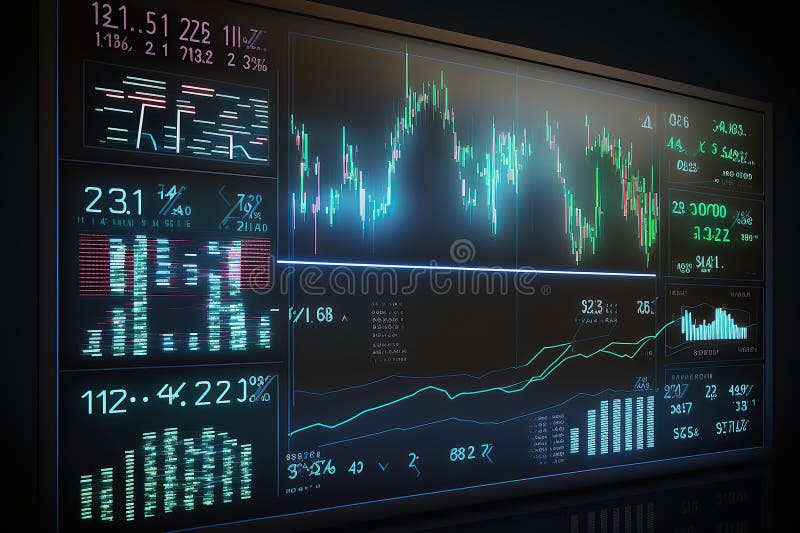 Forex Chart with Statistic Data and Market Quotes on Digital Screen ...