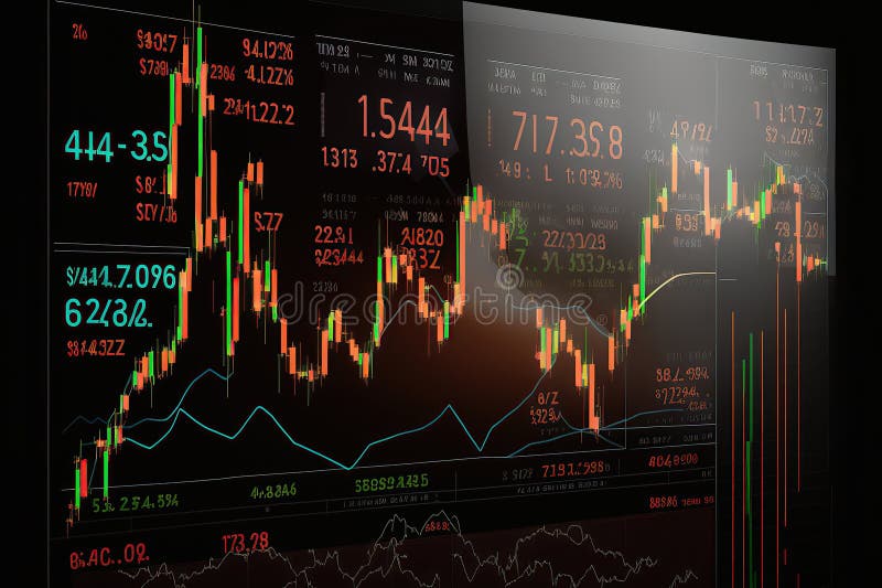 Forex Chart with Statistic Data and Market Quotes on Digital Screen ...
