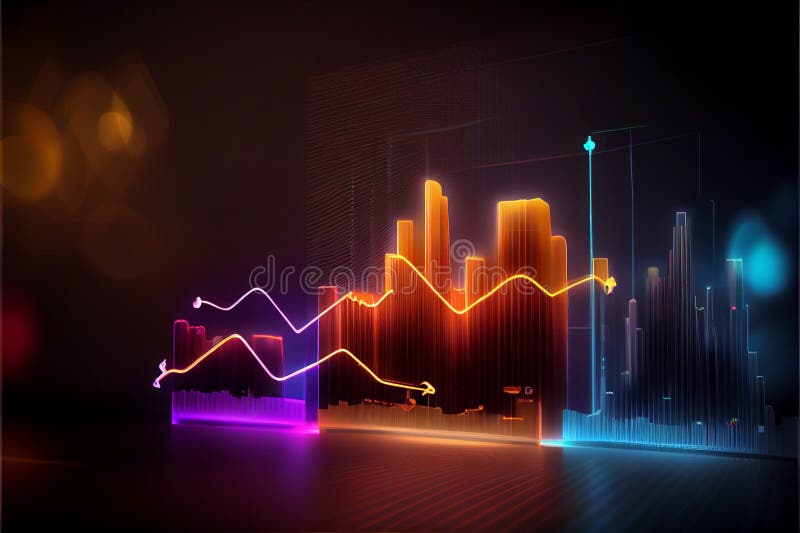 Forex Chart with Statistic Data and Market Quotes on Digital Screen ...