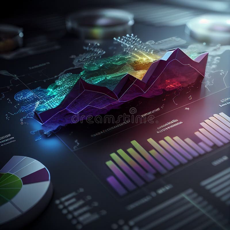 Forex Chart with Statistic Data and Market Quotes on Digital Screen ...