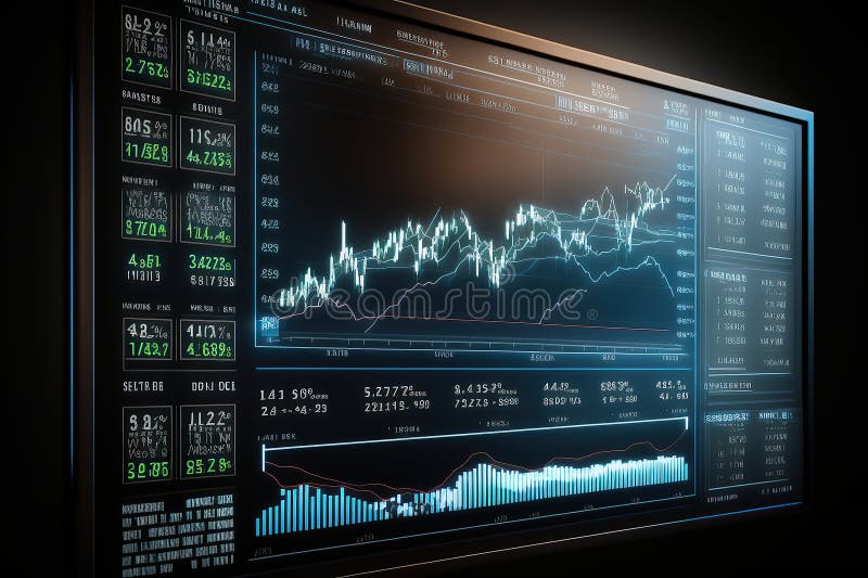 Forex Chart with Statistic Data and Market Quotes on Digital Screen ...