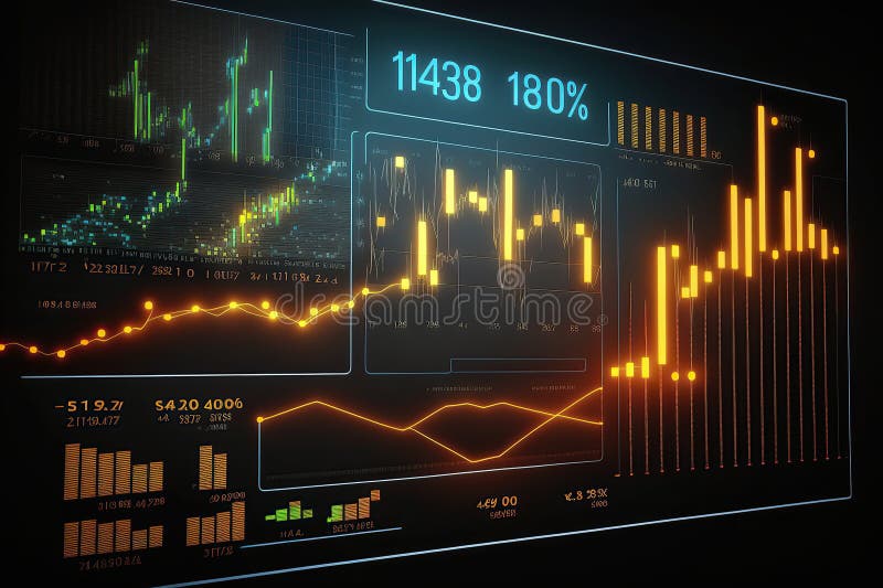 Forex Chart with Statistic Data and Market Quotes on Digital Screen ...