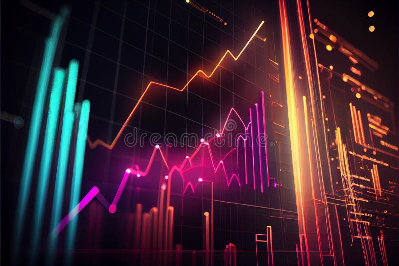 Forex Chart with Statistic Data and Market Quotes on Digital Screen. 3D ...