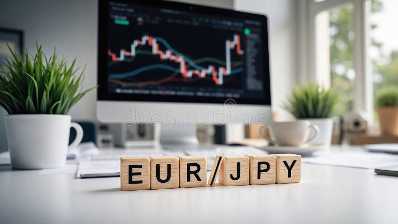 Forex Currency Pair EUR JPY Concept with Financial Chart and Copy Space ...