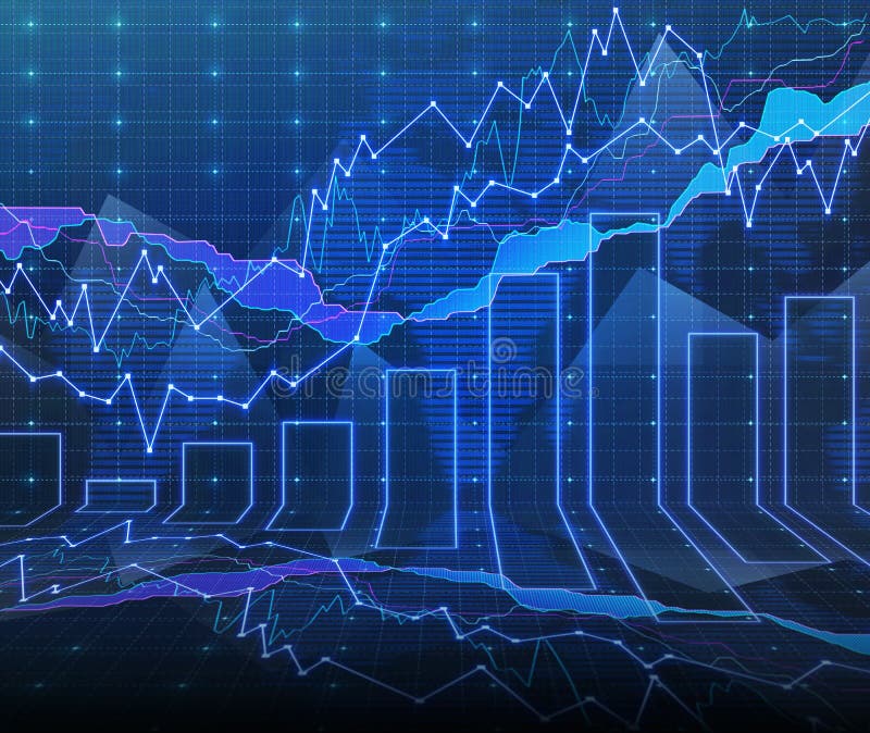 Forex graph room in blue stock illustration. Illustration of global ...
