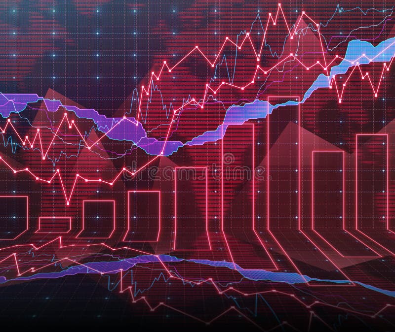 Forex graph room in red stock illustration. Illustration of commerce ...