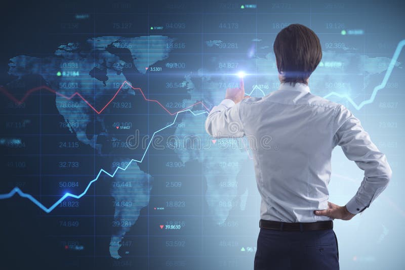 Forex Market, Analytics and Global Trading Concept with Trader Back ...