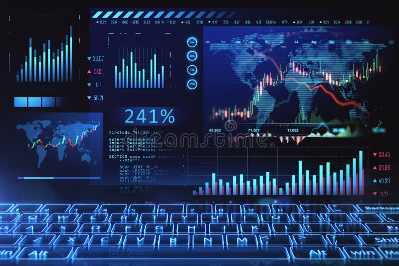 Forex Market Growth Concept with Stock Market Indicators and World Map ...
