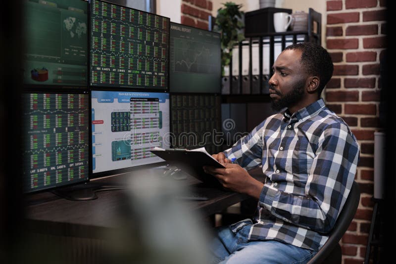 Forex Stock Market Trader Having Clipboard while Doing Financial ...