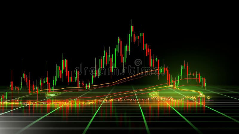 Forex Trading Chart Analyzing Market Trends with Green and Red Lines ...