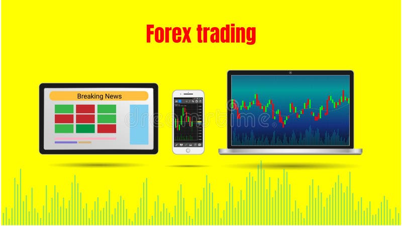 Forex Trading Chart on a Laptop, Tablet and Smartphone Vector Graph ...