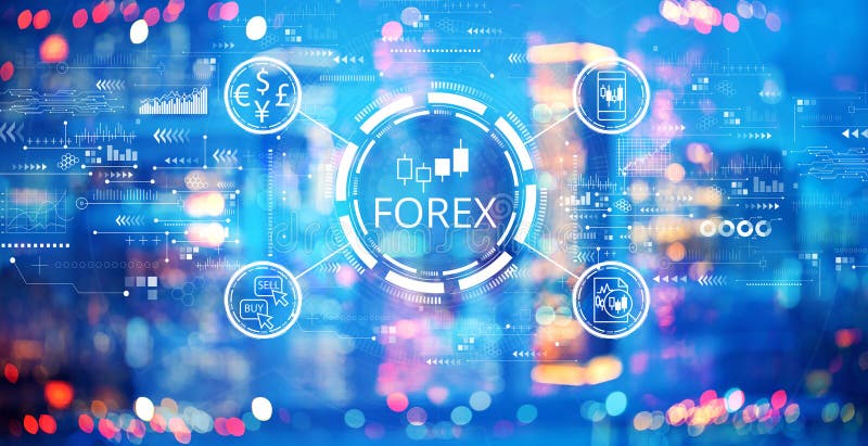 Forex Trading Concept with Blurred City at Night Editorial Photo ...