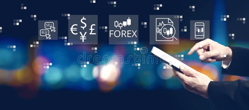 Forex Trading Concept with Businessman Using a Tablet Computer ...