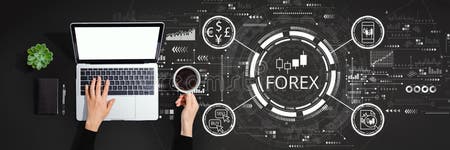 Forex Trading Concept with Person Using Laptop Computer Editorial Image ...