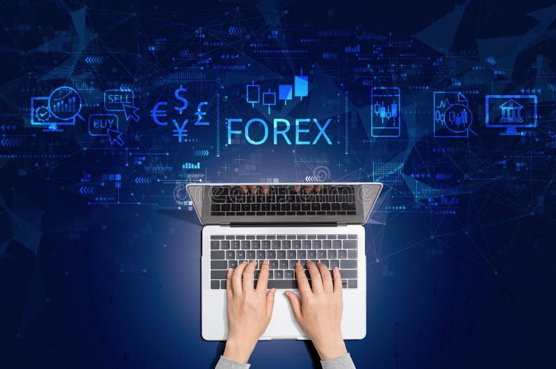 Forex Trading Concept with Person Using Laptop Editorial Photography ...