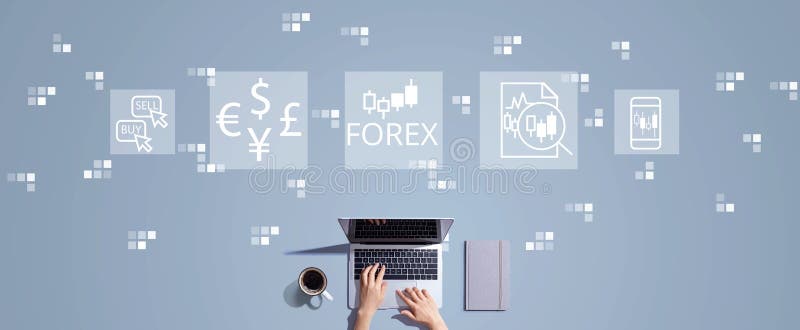 Forex Trading Concept with Person Working with Laptop Editorial Stock ...