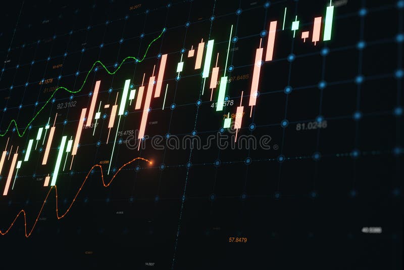 Forex Trading Concept with Perspective View on Digital Illuminated ...
