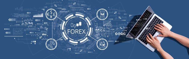 Forex Trading Concept with Person Using Laptop Computer Editorial Image ...
