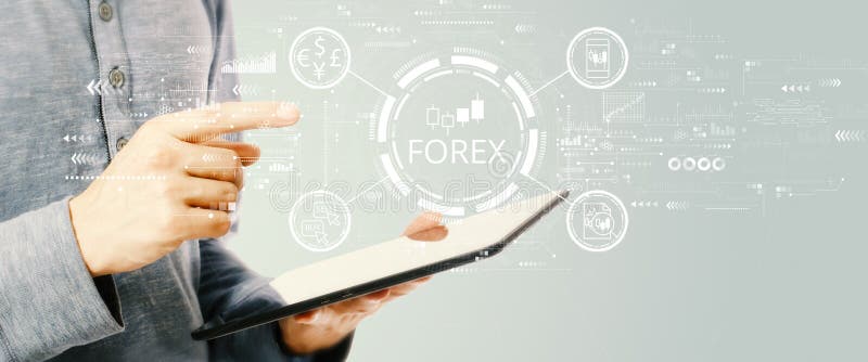 Forex Trading Concept with Young Man Holding a Tablet Editorial Image ...