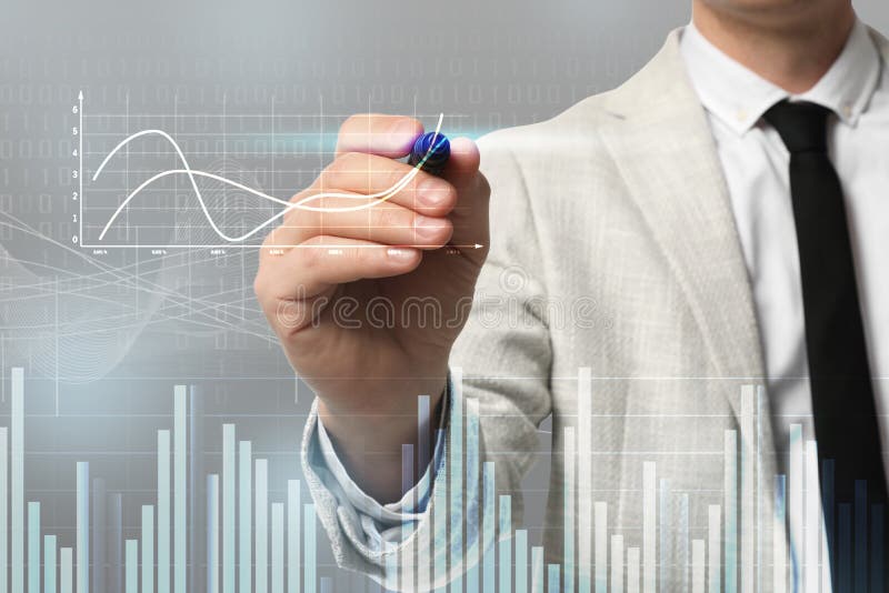 Forex Trading. Man Using Screen, Double Exposure Stock Photo - Image of ...