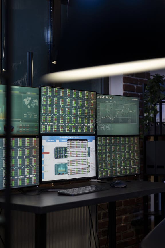 Forex Trading Setup in Vacant Office Stock Photo - Image of environment ...