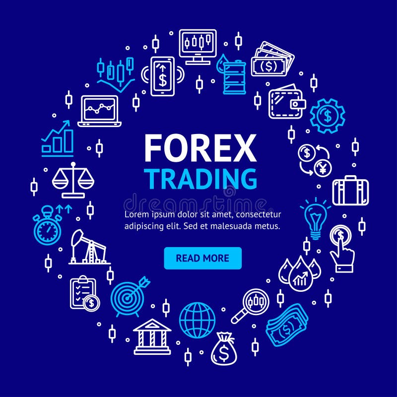 Forex Trading Signs Round Design Template Thin Line Icon Concept ...