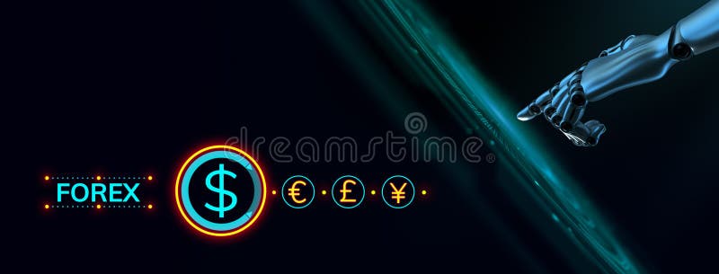 Forex Robot Trading Automation Concept. Robot Pressing Button on Screen ... Forex Robot Trading Automation Concept. Robot Pressing Button on Screen ...