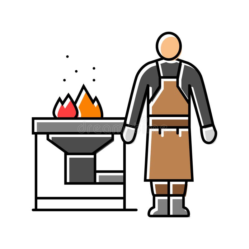 Forge Blacksmith Color Icon Vector Illustration Stock Illustration ...