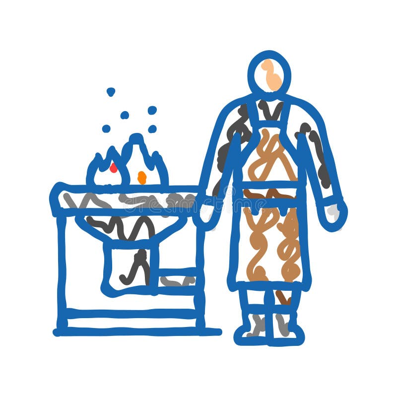 Forge Blacksmith Icon Doodle Illustration Stock Illustration ...