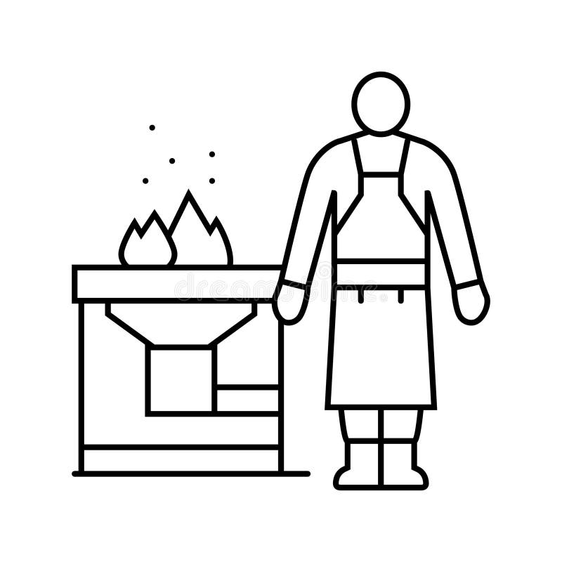 Forge Blacksmith Line Icon Vector Illustration Stock Illustration ...