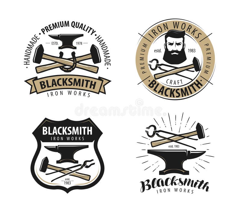 Blacksmith, Forge Logo or Label. Blacksmithing, Iron Work Symbol ...