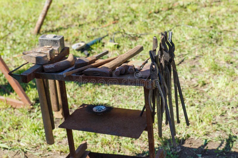 Forge. Blacksmith tool stock image. Image of manual - 154543519