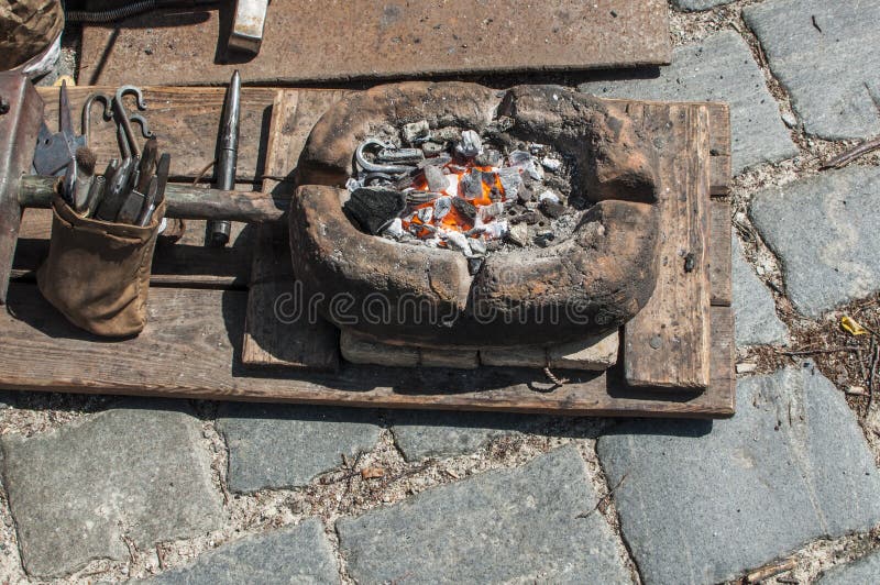 Forge. Blacksmith tool stock image. Image of manual - 154543519