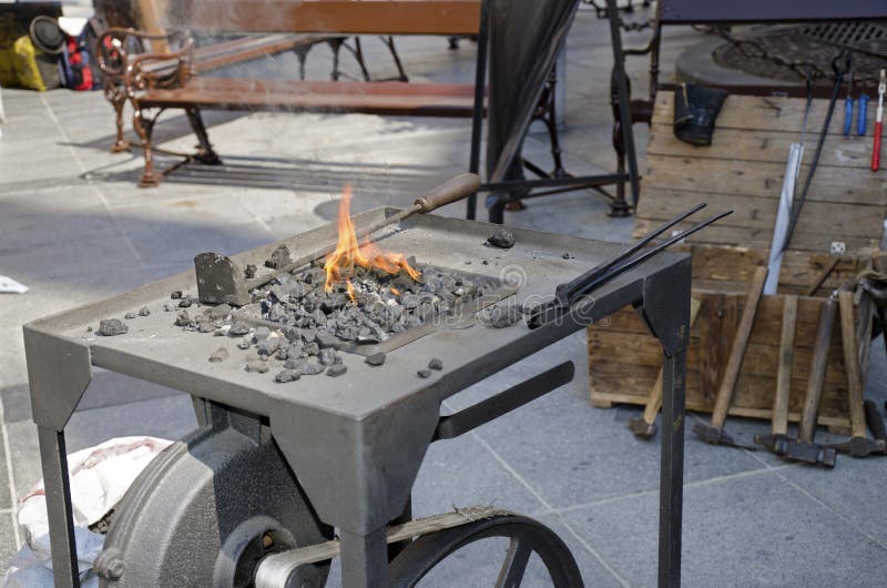 The forge of blacksmith stock image. Image of coal, heat - 36351019