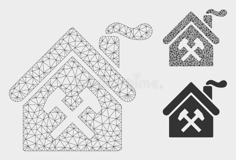 Forge Building Vector Mesh 2D Model and Triangle Mosaic Icon Stock ...