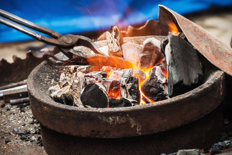 Forge a Burning Forge and Tools Stock Image - Image of forge, forging ...