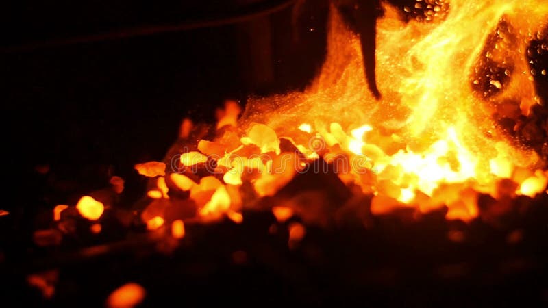 Blacksmith Forging a Swords with Fire Sparks Stock Footage - Video of ...