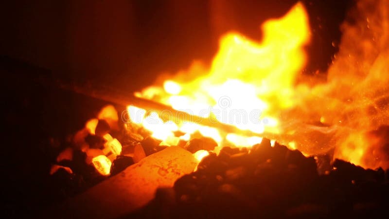 Blacksmith Forging a Swords with Fire Sparks Stock Footage - Video of ...