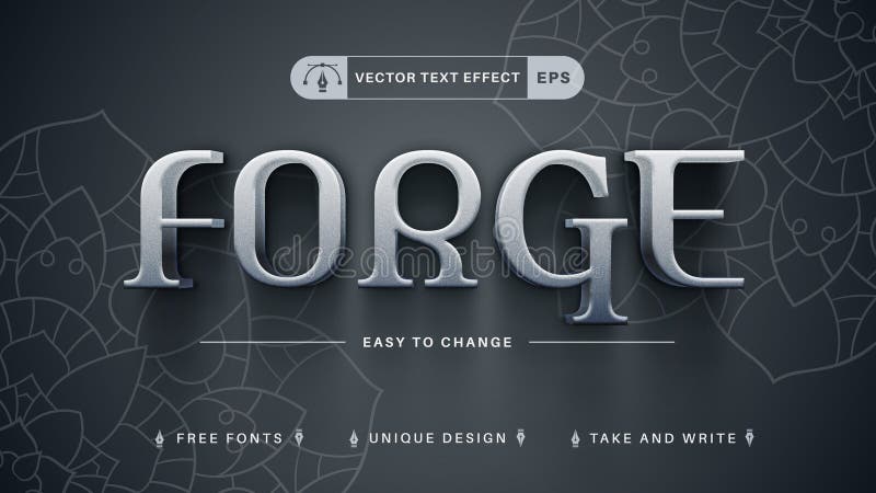 Forge - Editable Text Effect, Font Style Stock Vector - Illustration of ...