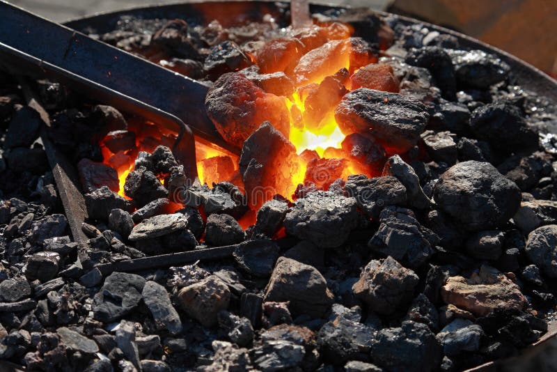 Forge, fiery coals stock photo. Image of brazier, embers - 138812964