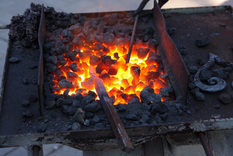 Forge, fiery coals stock image. Image of coals, ablaze - 66695849